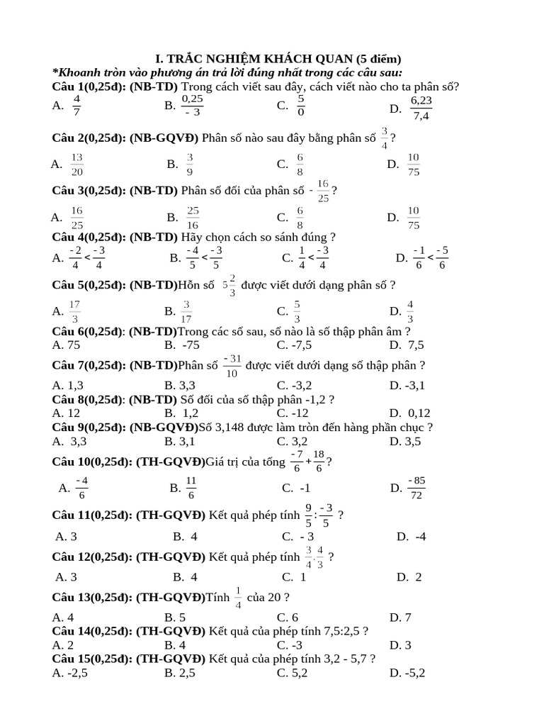 De Thi Giua Hoc Ki 2 Toan 6 Sach Canh Dieu de 1 | PDF
