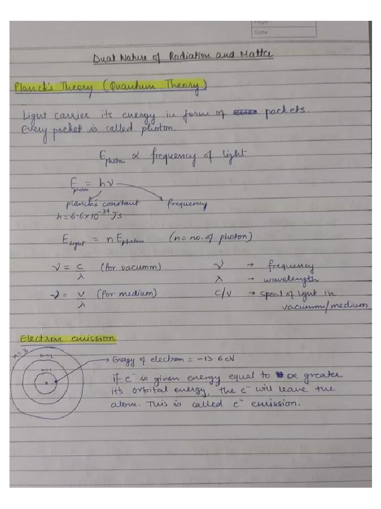 Dual Nature of Radiation and Matter Notes | PDF
