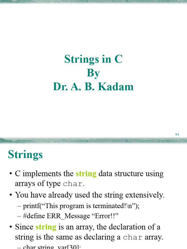 PPT-string_in c-Dr.AB-Kadam | PDF | String (Computer Science) | Computing