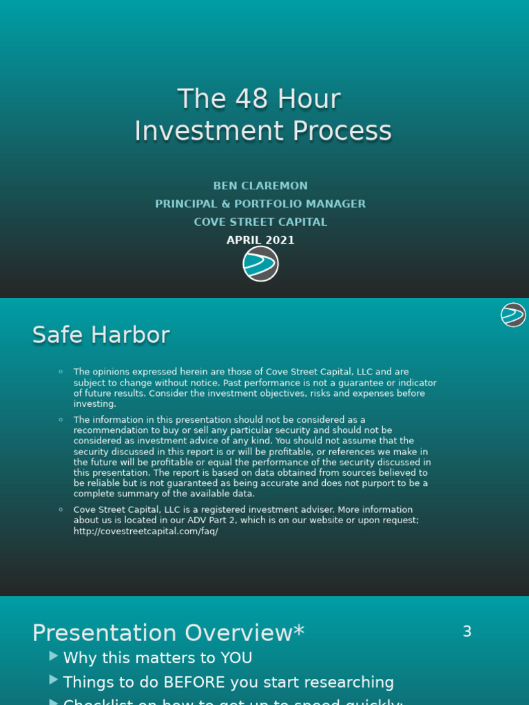 48-Hour Investment Analysis Guide | PDF | Valuation (Finance ...