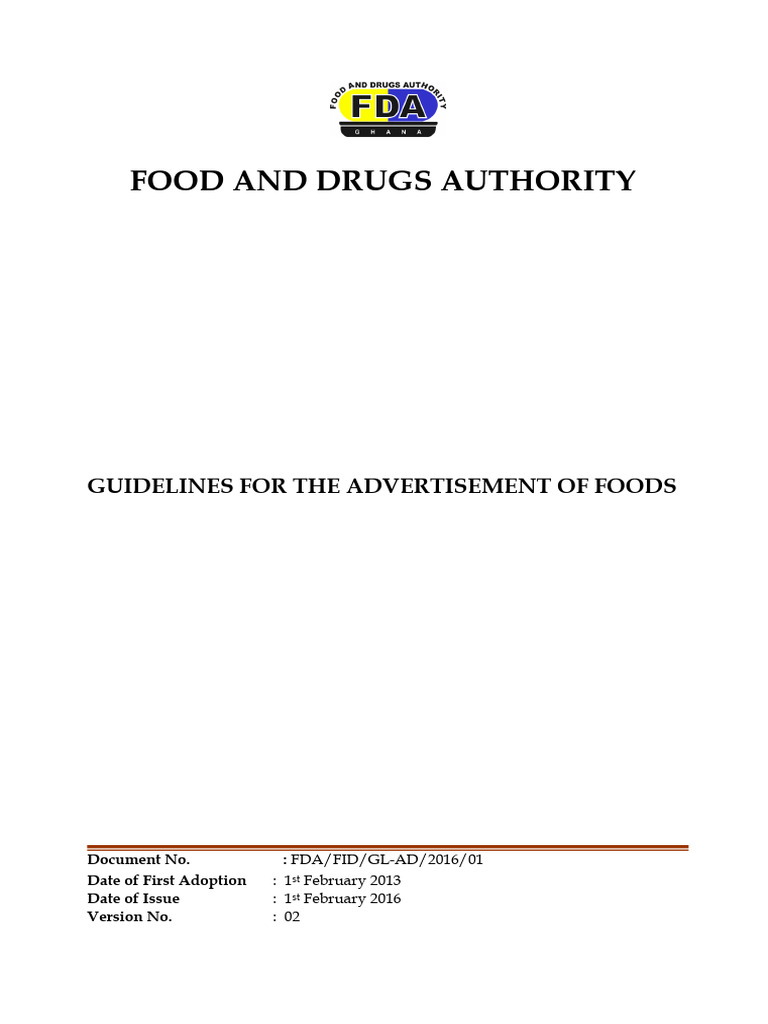 FDA Guidelines for Food Advertisements | PDF | Food And Drug ...
