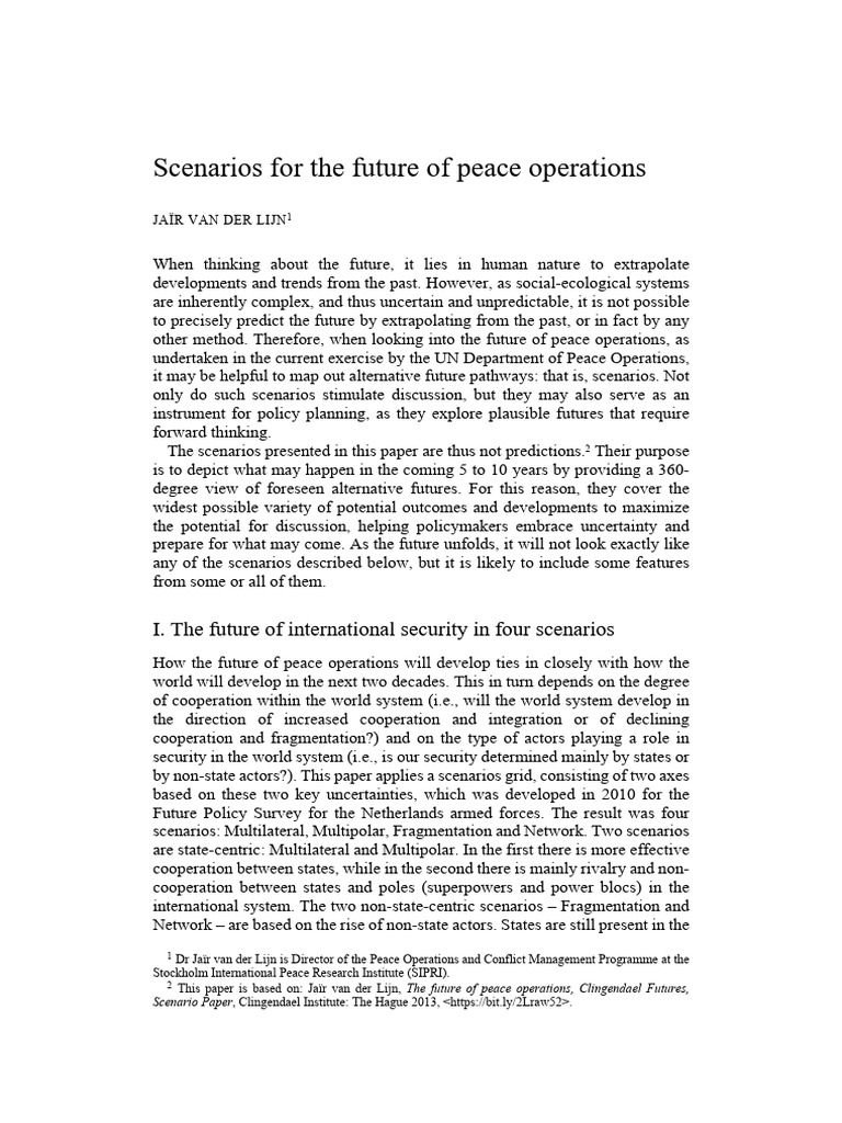 Future Scenarios for Peace Operations | PDF | Peacekeeping | United Nations