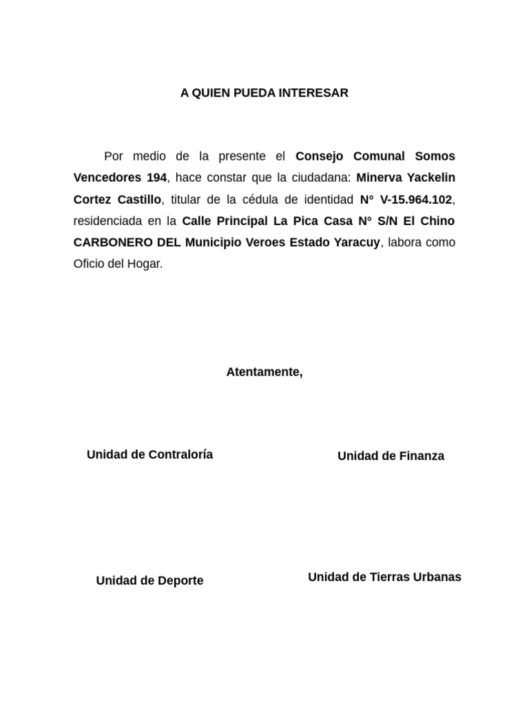 A Quien Pueda Interesar | PDF