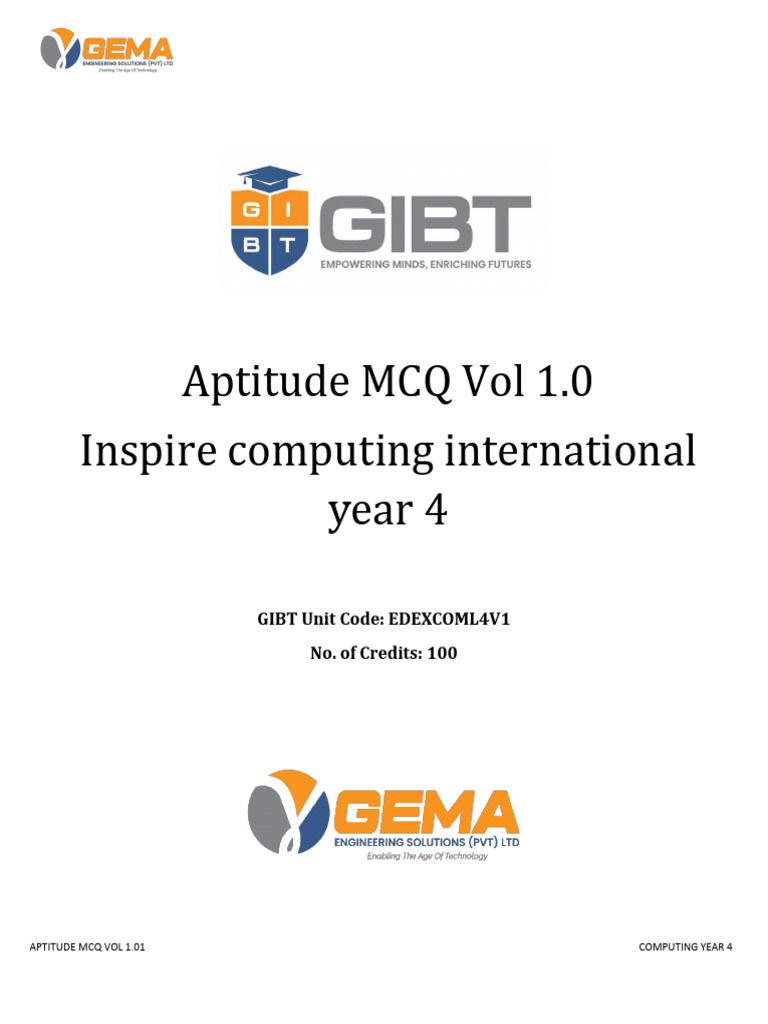 Aptitude MCQs Vol 1.01-Computing Level 4-Edexcel-2nd Paper | PDF ...