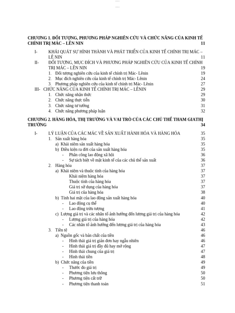 Muc Luc Kinh Te Chinh Tri Kinh Te Chinh Tri Mac Lenin Dai Hoc Mo Thanh 129830 | PDF