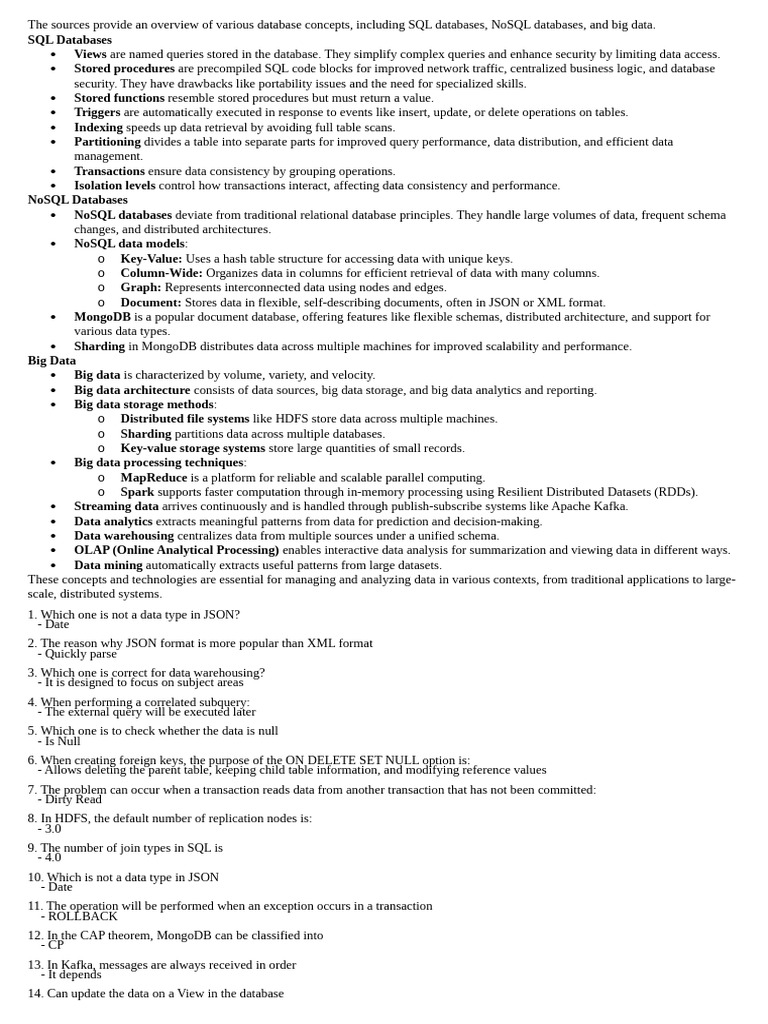 Cheatsheet 2 | PDF | No Sql | Databases