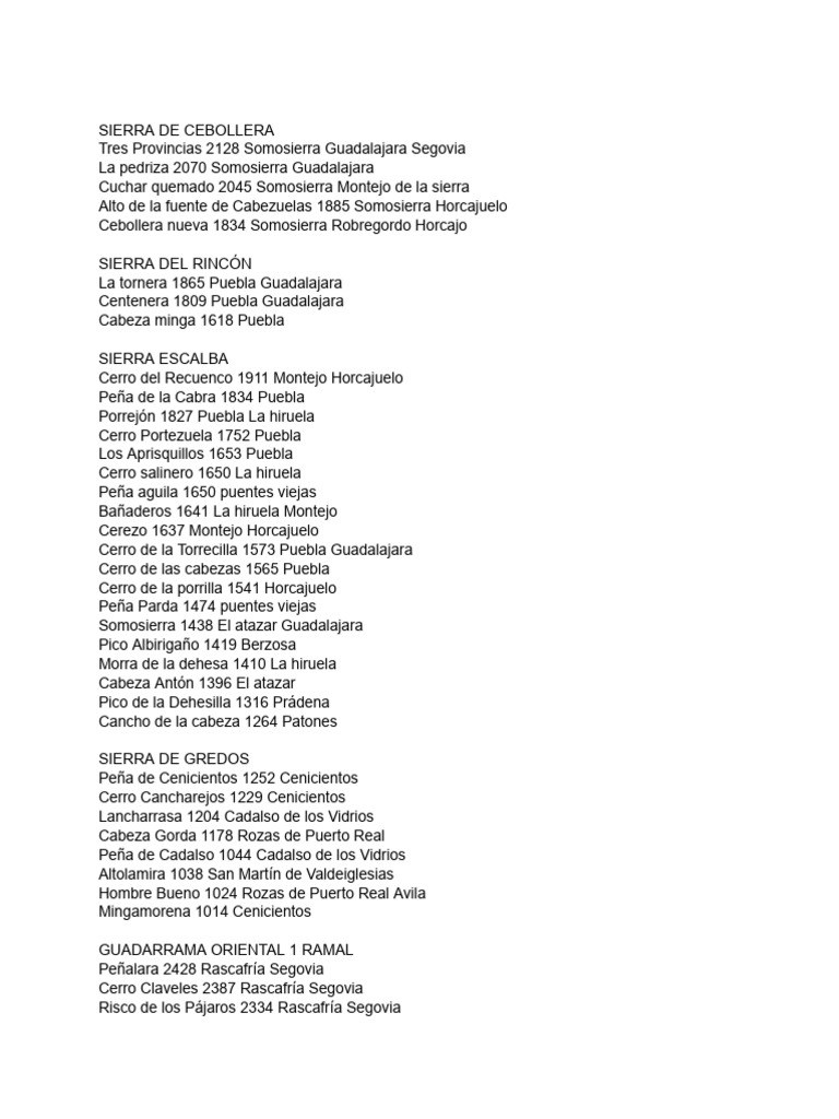 Picos Comunidad de Madrid | PDF