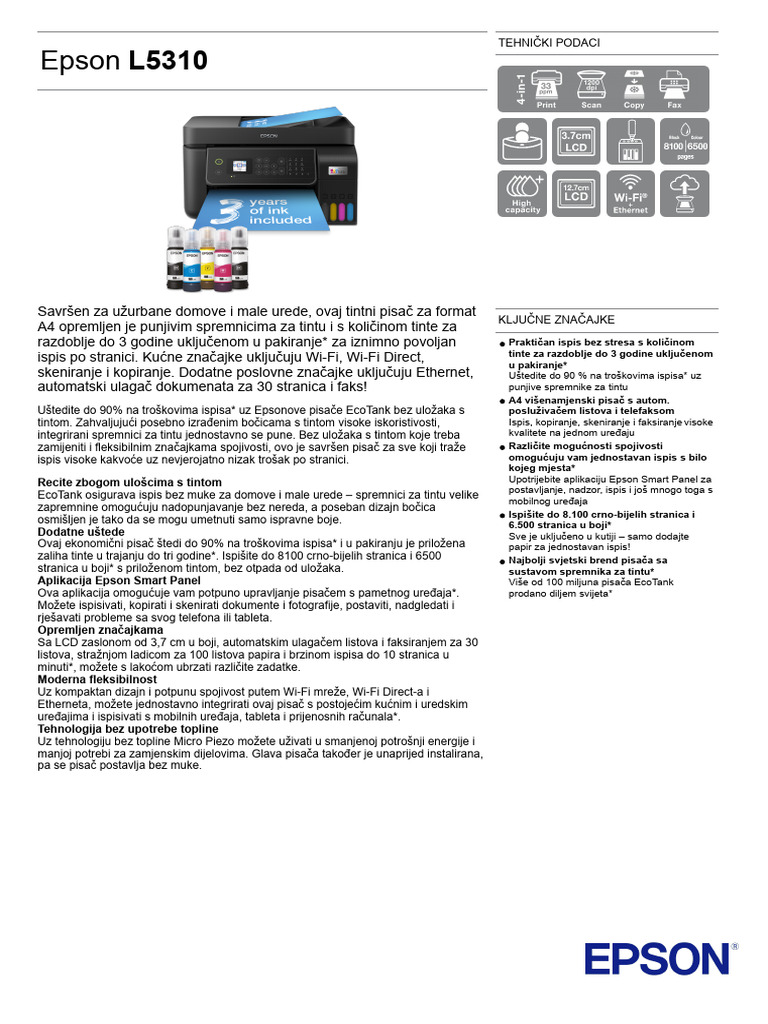 Epson l5310 Datasheet | PDF