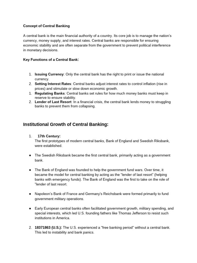 BBI 605- Unit 1 - Unit 4 ( Central Banking) | PDF | Fiscal Policy ...