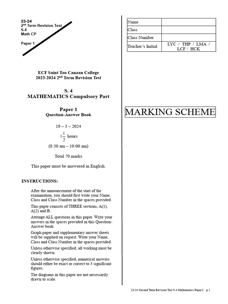 2324_MTH_S4_2nd_Term_RT_P1 solution-r4 | PDF | Theoretical Computer Science | Combinatorics