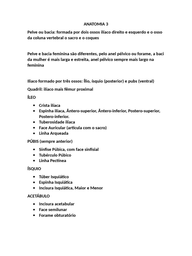Anatomia da Pelve e Quadril Humano | PDF