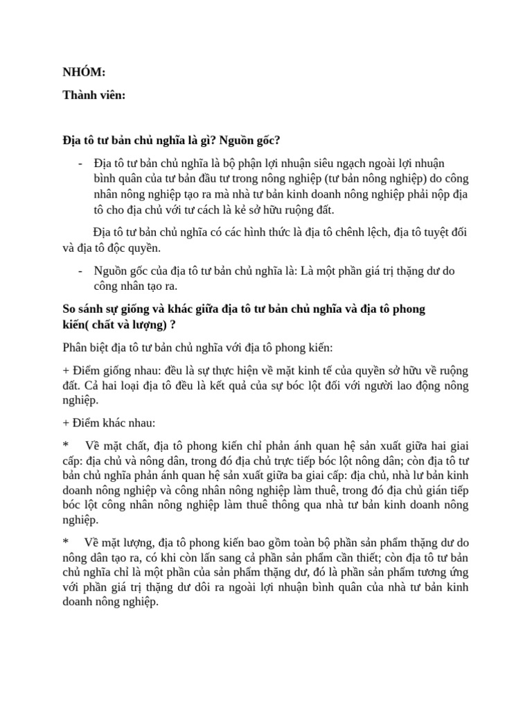 Bài Tập KTCT Mác-Lênin | PDF