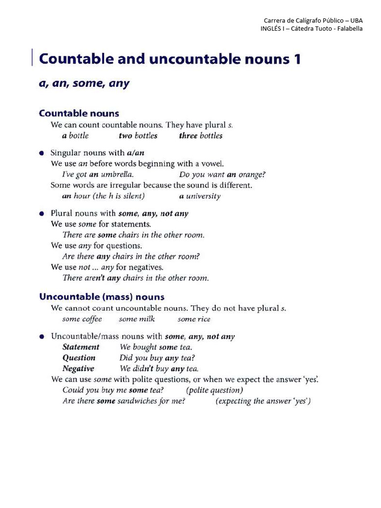 4. Lesson 4 - Countable & Uncountable Nouns | PDF