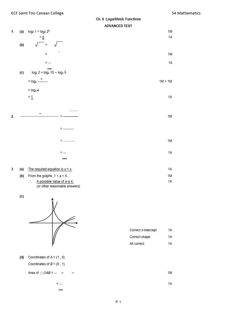 Ch.8 Logarithmic Functions - FullSolution | PDF | Logarithm ...