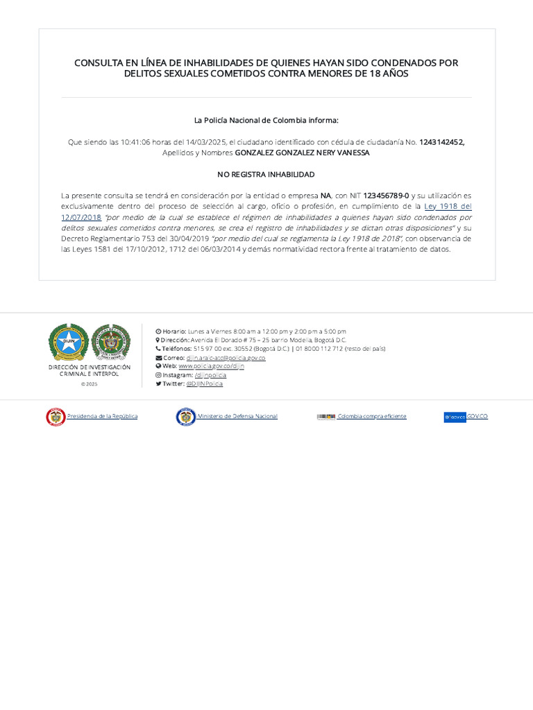 Consulta de Inhabilidades NERY | PDF