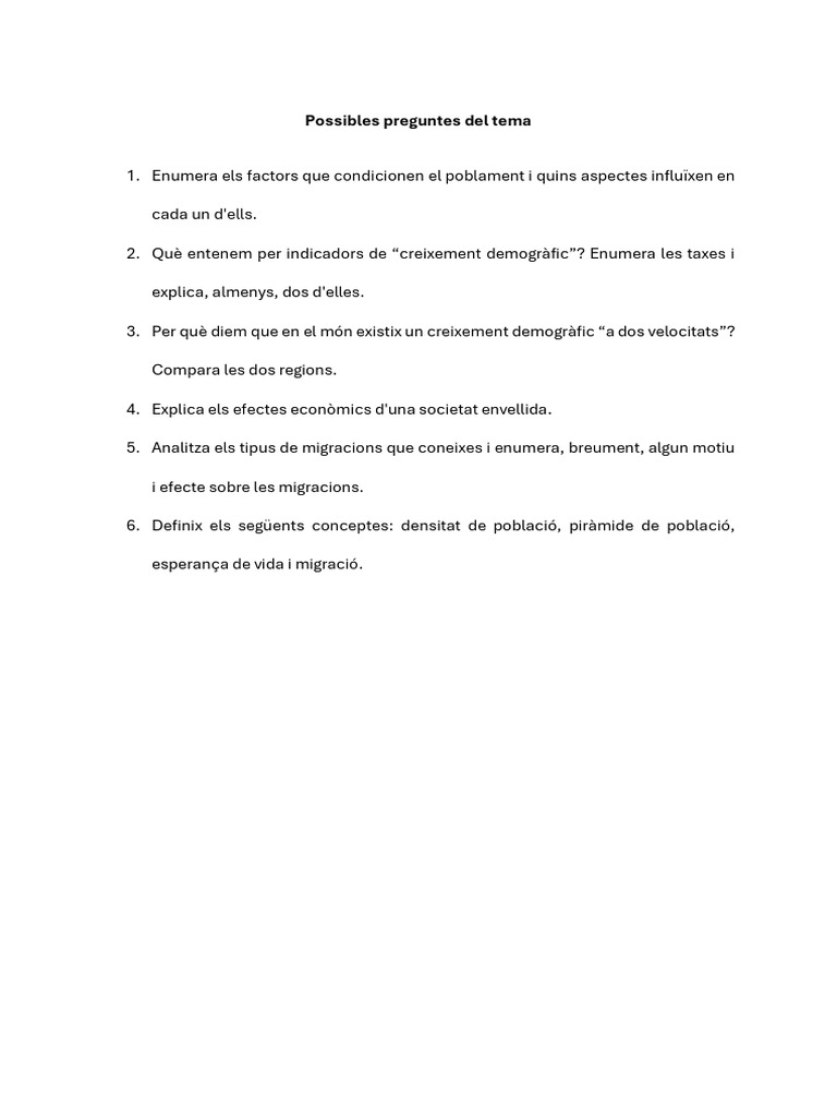 Possibles Preguntes Del Tema | PDF
