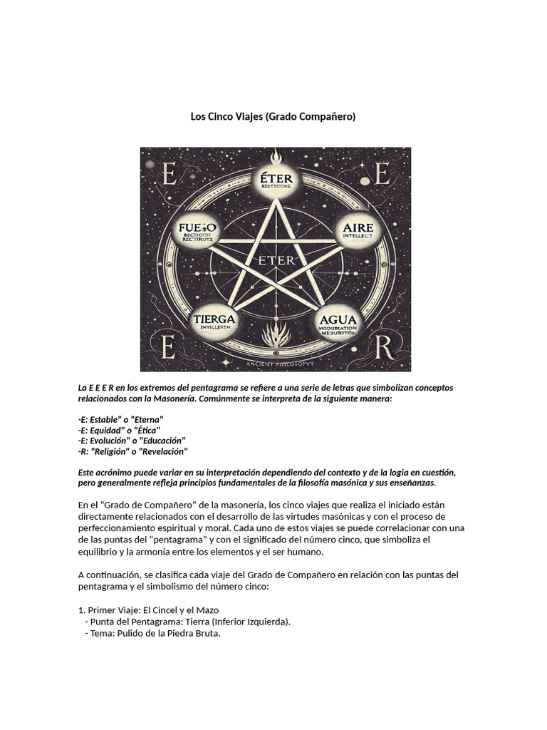 Los Cinco Viajes Masónicos en El Grado de Compañero. | PDF | Virtud | Platón