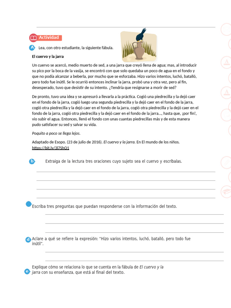 Taller El Cuervo y La Jarra | PDF | Verbo | Lingüística