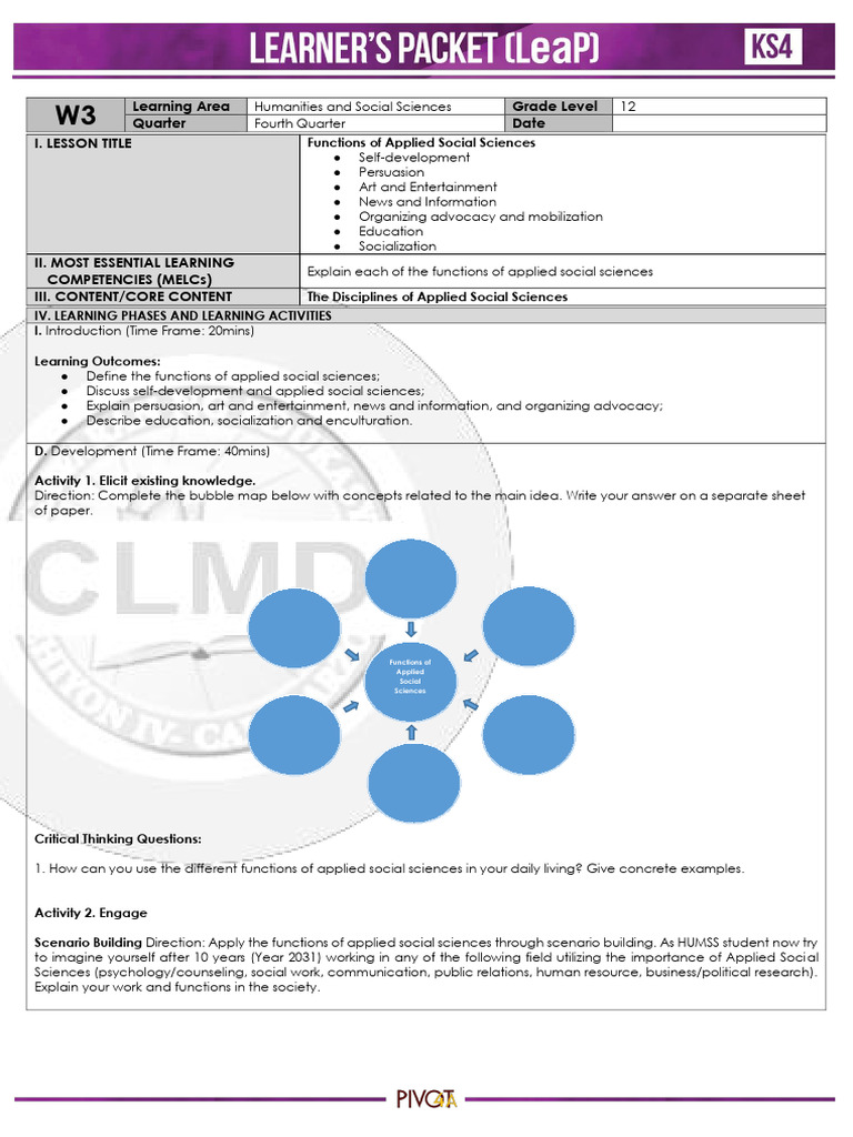 Q4 HUMSS DIASS Week 3 PDF | PDF | Learning | Social Sciences