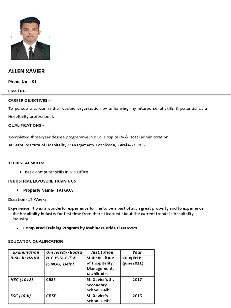 Allen Xavier CV | PDF