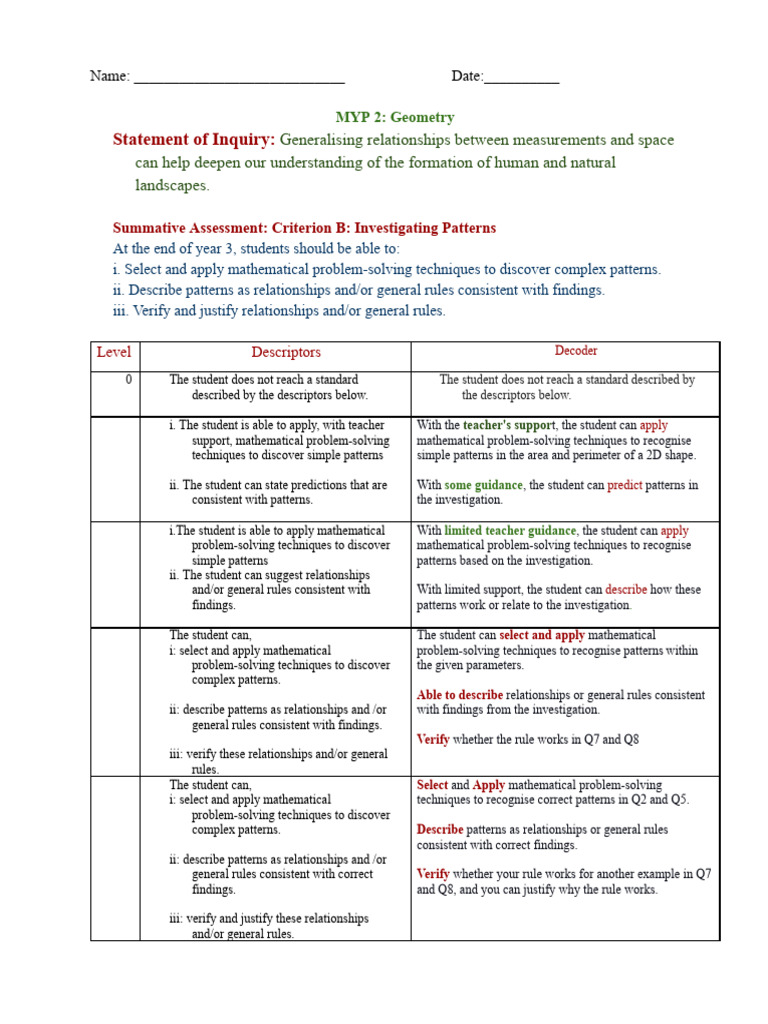 M2 - Unit 3 - Summative Criterion B | PDF | Area | Shape