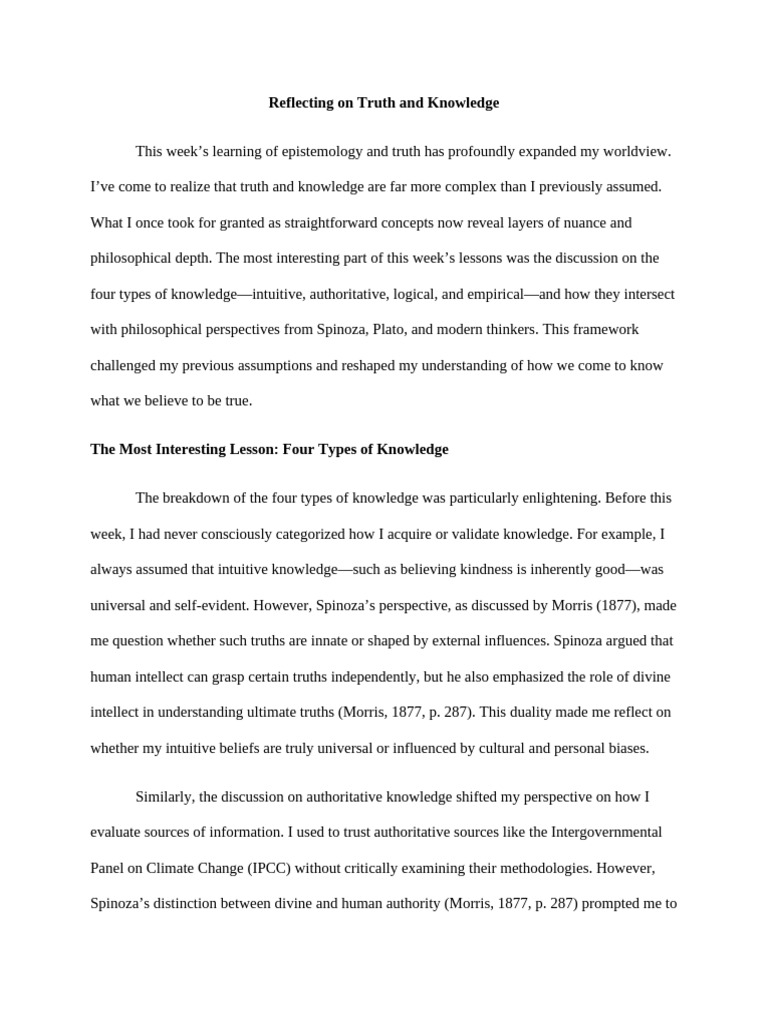 Reflecting On Truth and Knowledge | PDF | Truth | Knowledge