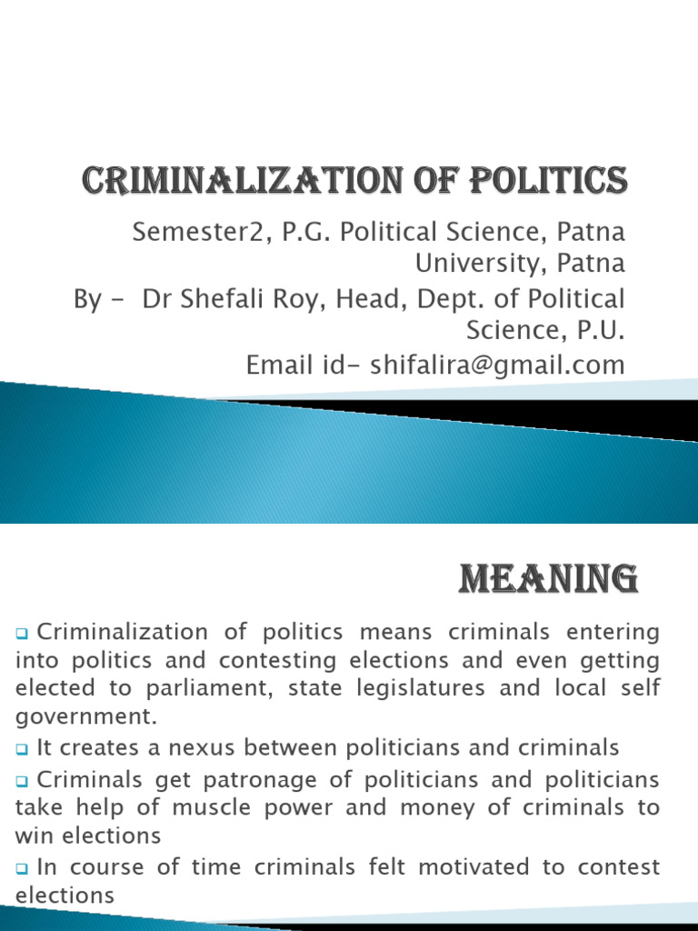 Criminalization of Politics in India | PDF | Elections | Government Of ...