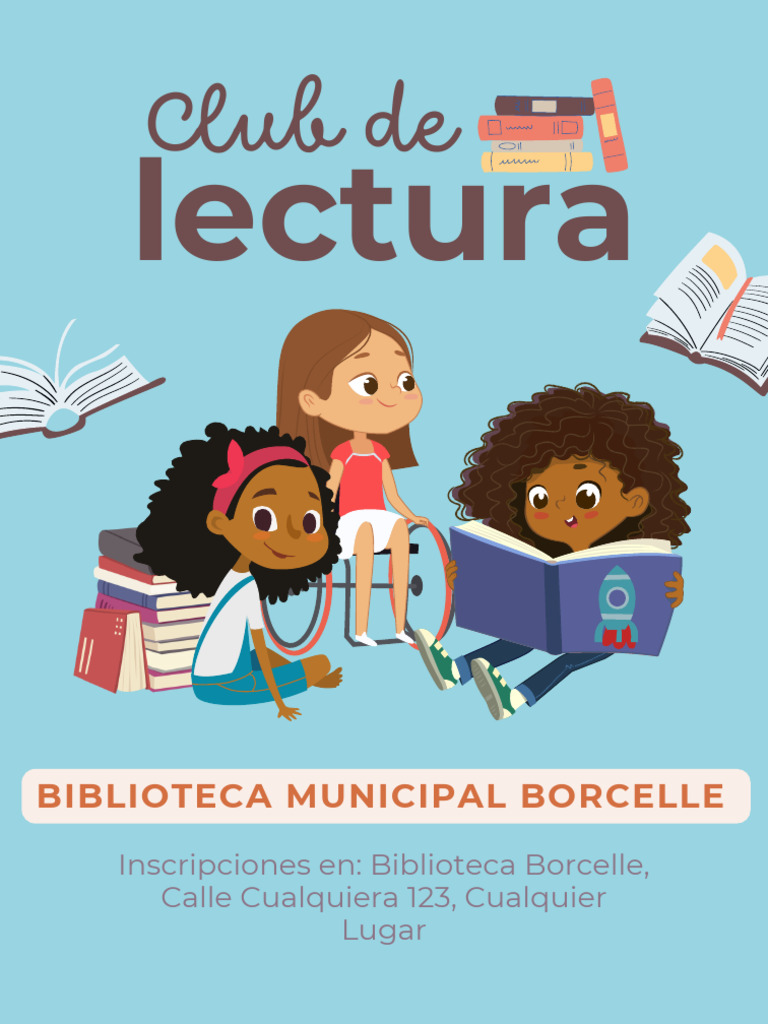 Poster Club de Lectura Infantil Ilustrado Azul Marrón PDF | PDF