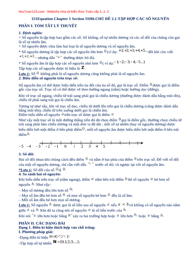 SH6-CĐ 3.1 TẬP HỢP CÁC SỐ NGUYÊN | PDF