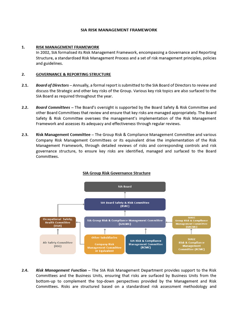 SIA Risk Management Framework Overview | PDF | Risk Management | Risk