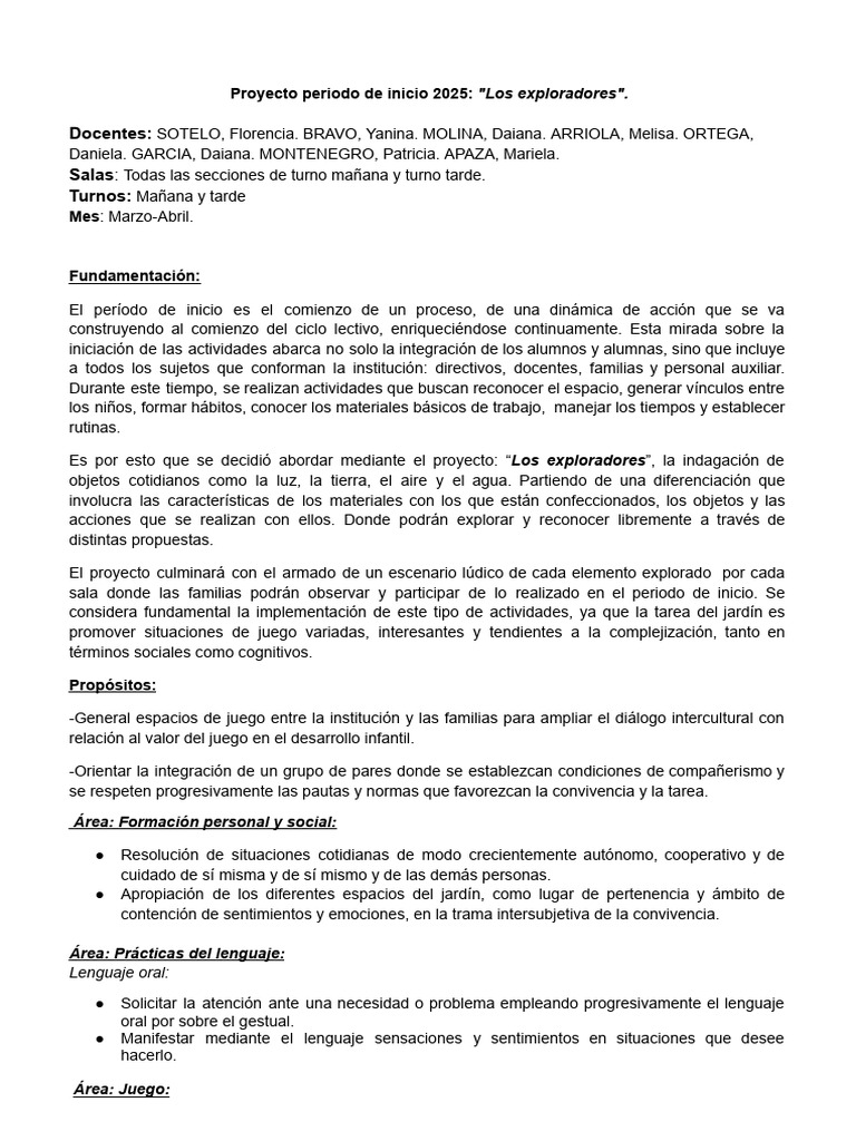 Plani Proyecto inicio (borrador)-1 | PDF