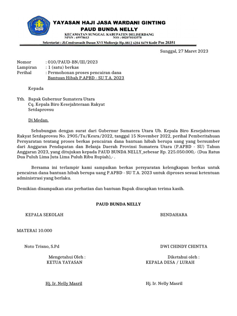 Berkas Pencairan Papbd 2022 P-1 Paud | PDF