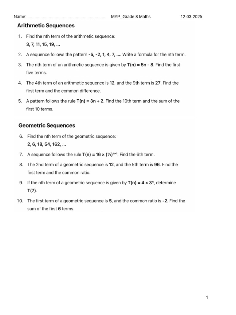 Investigating Patterns_Grade 8 MYP Maths Practice Questions_12-03-2025 ...