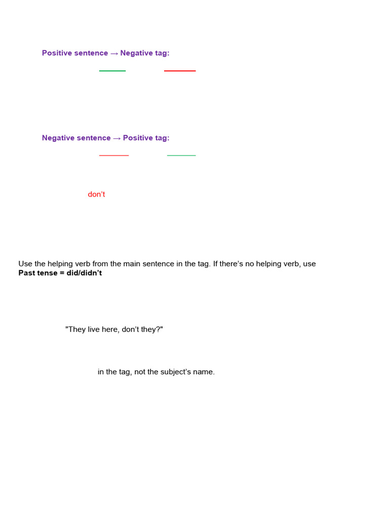 Question Tag Rules and Examples | PDF