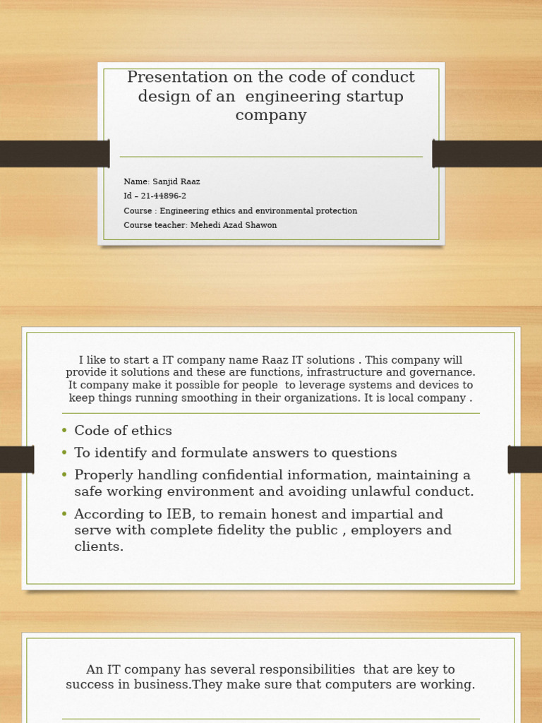 Engineering Startup Code of Conduct Guide | PDF | Sustainability ...