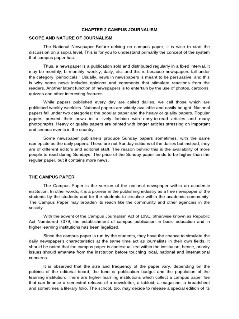 Campus Paper's Role in Community Development | PDF | Newspapers ...