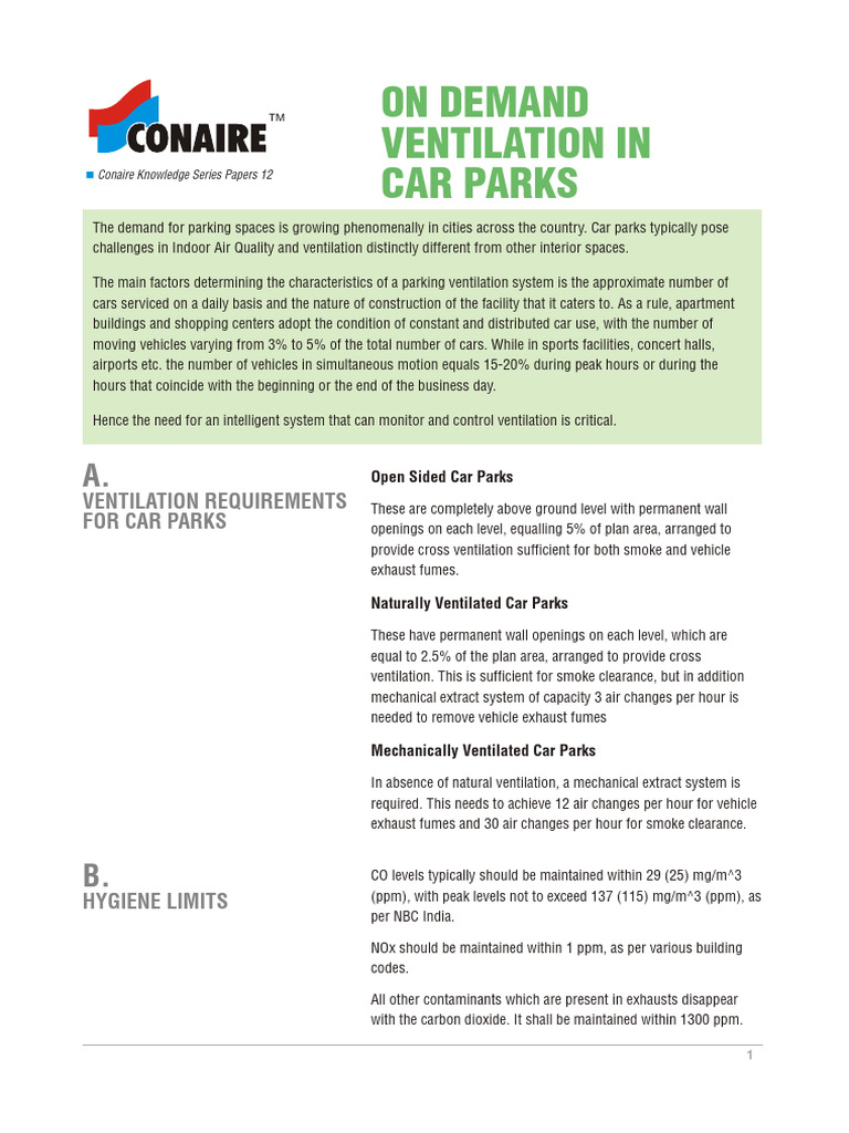 Car Park Ventilation Solutions Guide | PDF | Carbon Dioxide | Breathing