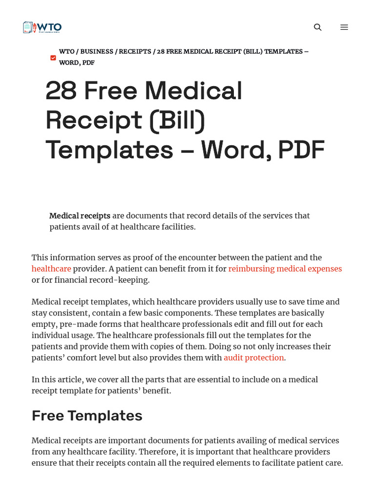 Free Medical Receipt Templates Download | PDF | Health Care | Receipt