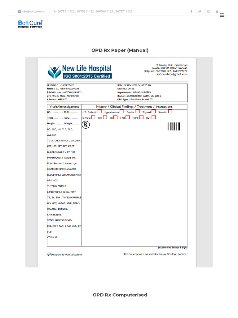 Hospital Management Software - Billing Prints - Formats | PDF ...