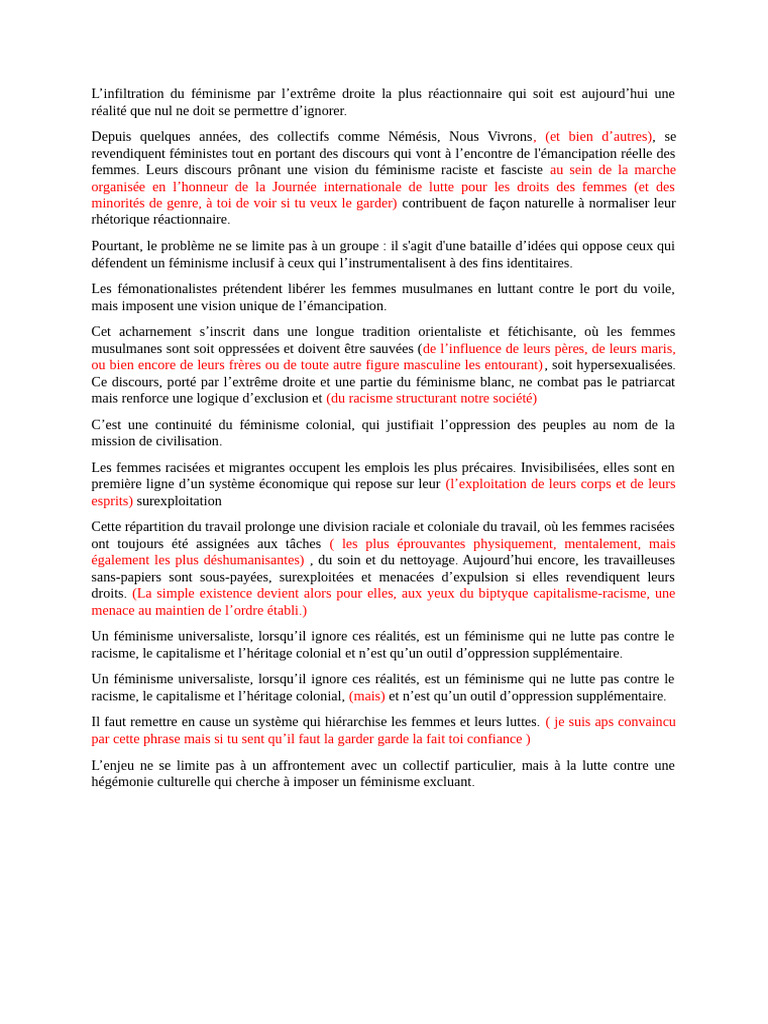 Féminisme et Infiltration Réactionnaire | PDF | Féminisme | Études des ...