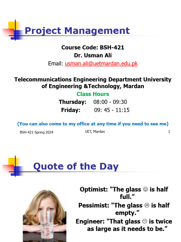 Lecture 01 (Project Managemant) | PDF | Project Management | Investment ...