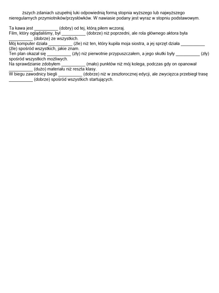 Zadanie Domowe - Stopniowanie Niereg | PDF