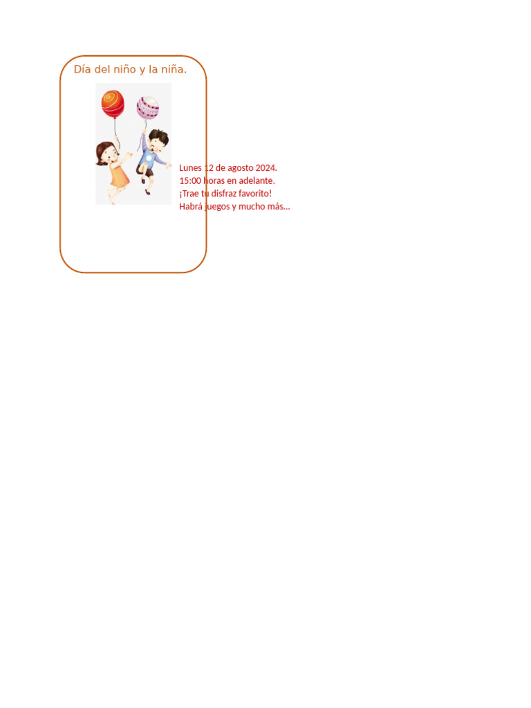 Día Del Niño y La Niña | PDF