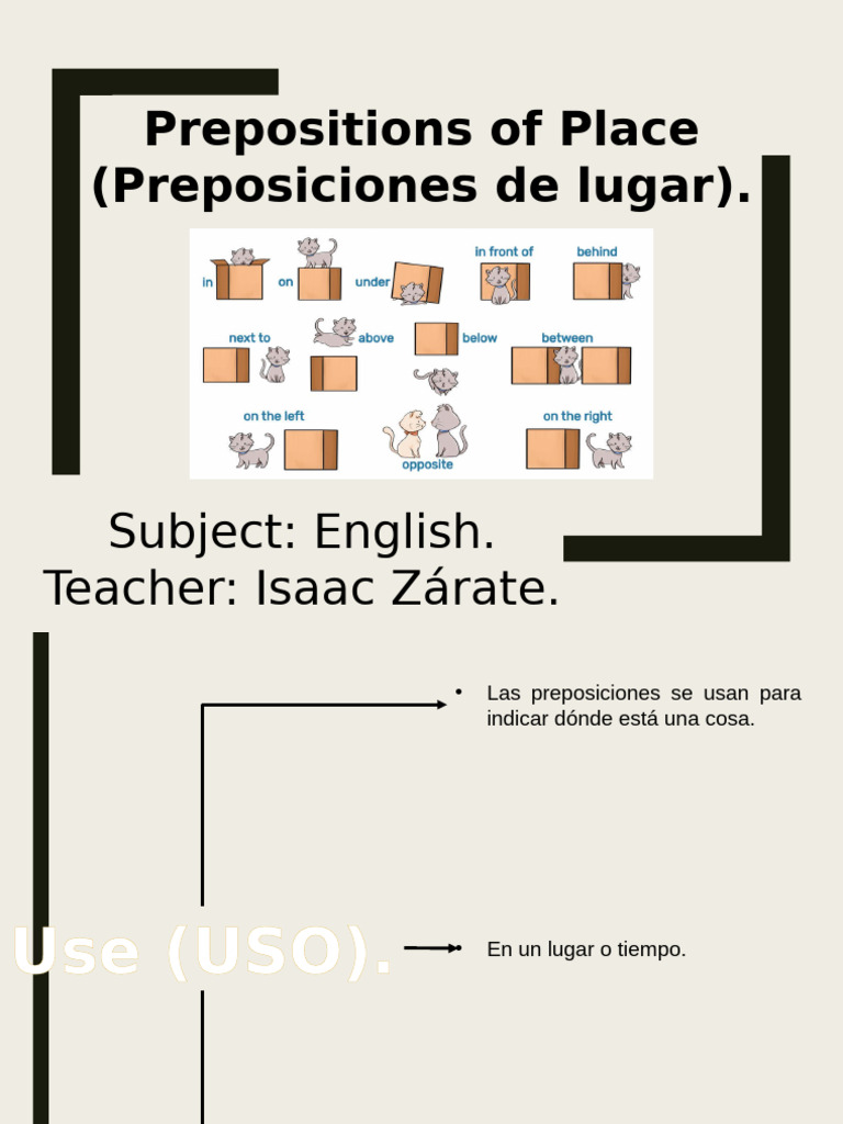 Preposiciones de Lugar en Inglés y Español | PDF