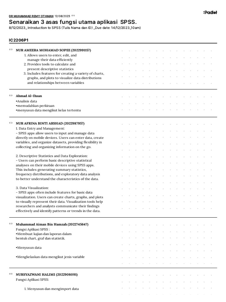 Senaraikan 3 Asas Fungsi Utama Aplikasi SPSS. | PDF