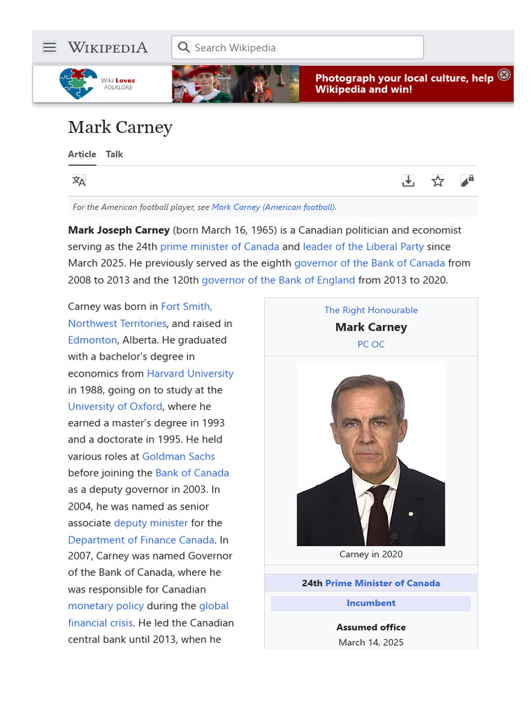 Mark Carney: Canada's 24th Prime Minister | PDF | Brexit | Justin Trudeau