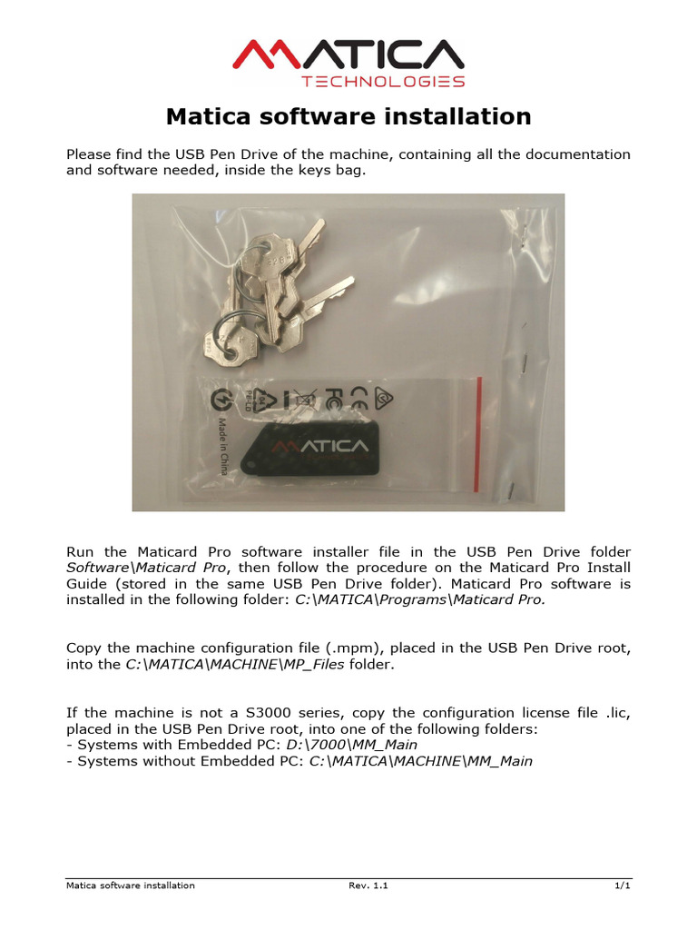 Matica Software Installation 1.1 | PDF