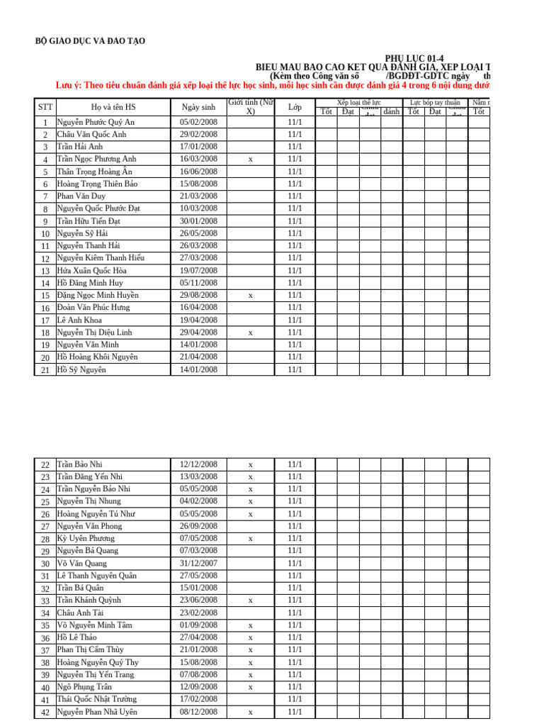 Khao Sat Khoi 11 2024-2025 | PDF
