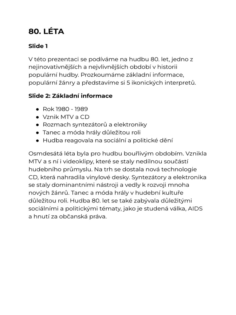 Léta Prezentace | PDF