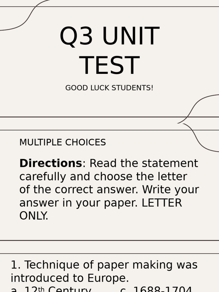 Q3 Unit Test: Paper and Origami Concepts | PDF | Origami